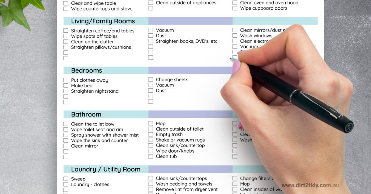 Rental Property Cleaning Checklist - Dirt2Tidy Cleaning Services